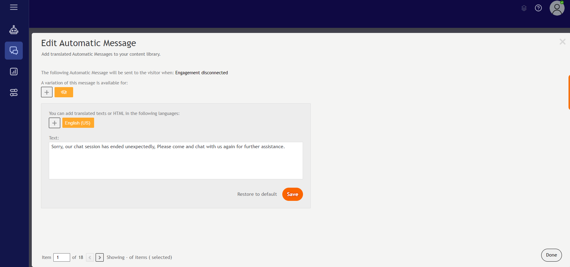 Automatic Messages – Live Assist for 365 Support