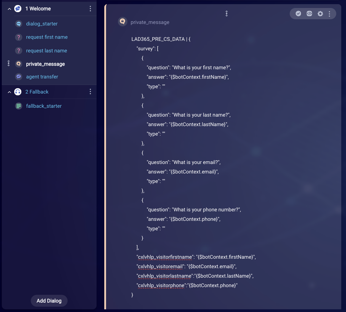 Creating a Pre-conversation Survey Bot – Live Assist for 365 Support