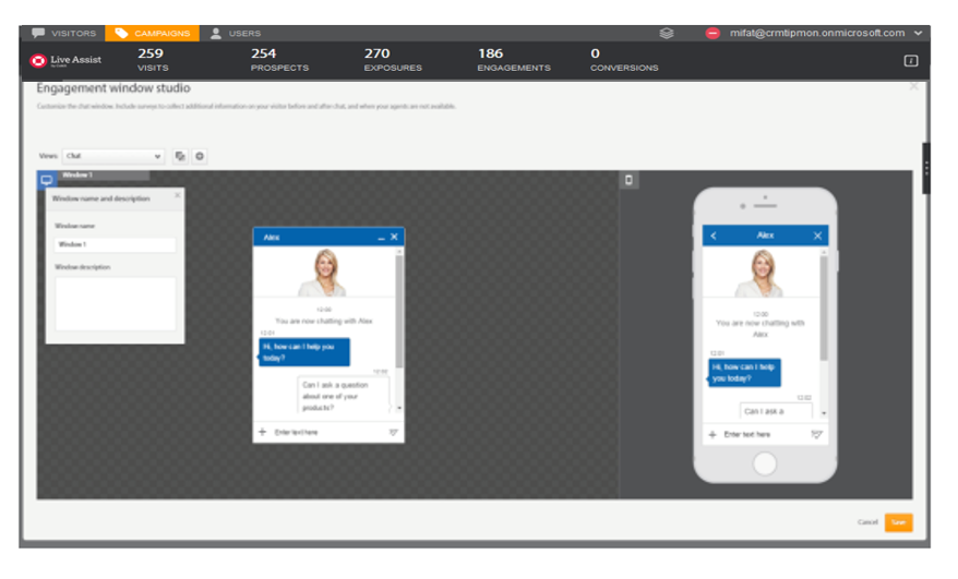 Engagement Window Studio – Live Assist for 365 Support